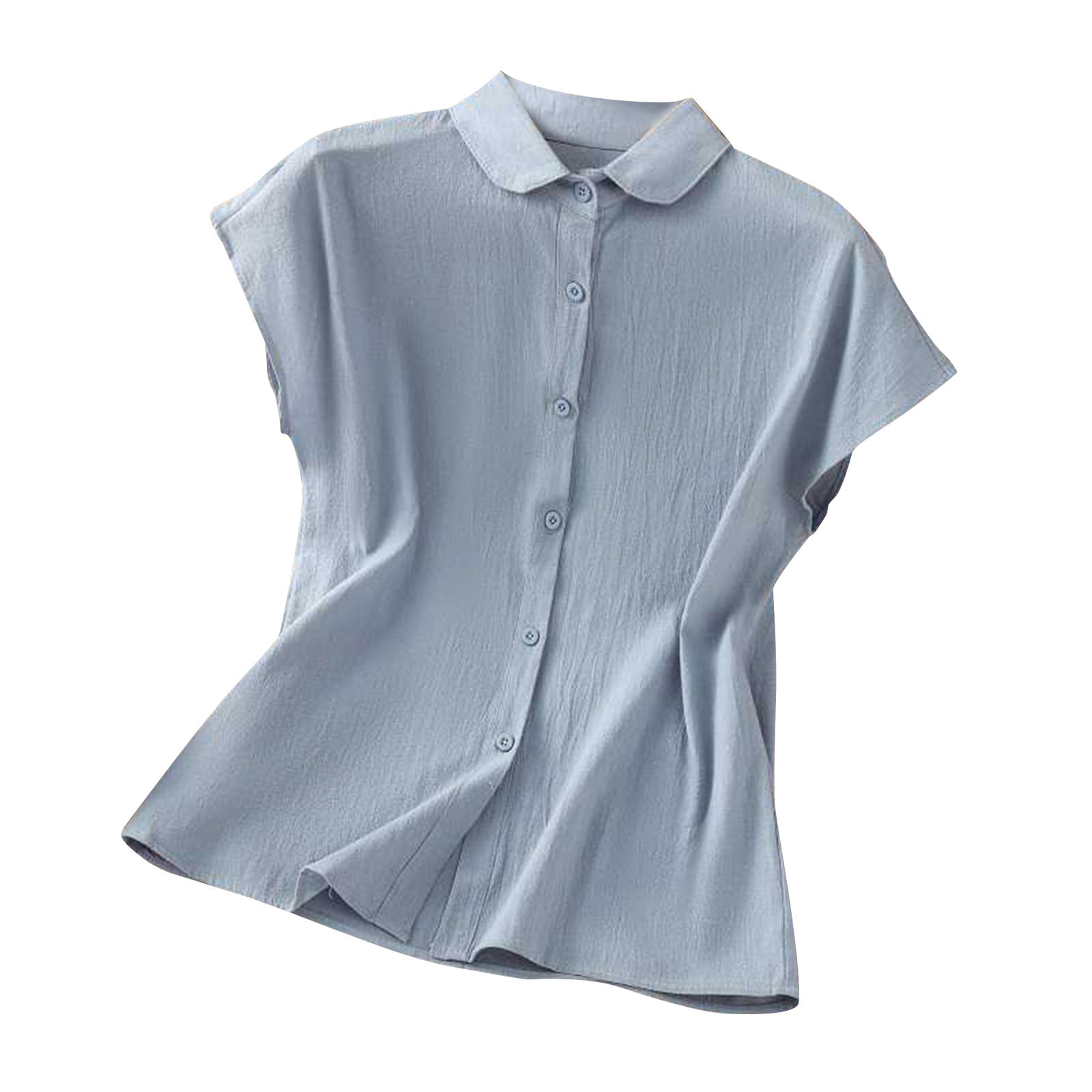 BODOAO Cotton Linen Tops for Women Solid Color Short Sleeve Tunic Tops ...