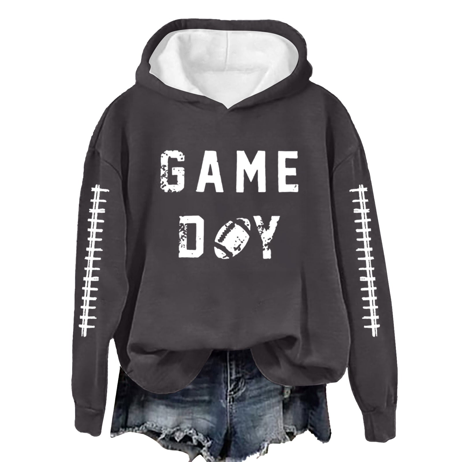 BODOAO Football Funny Sweatshirt for Women Game Day Graphic Print Shirt ...