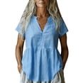 BODOAO Linen Shirts for Women Loose Fit Blouses V Neck Beach Tops Solid ...