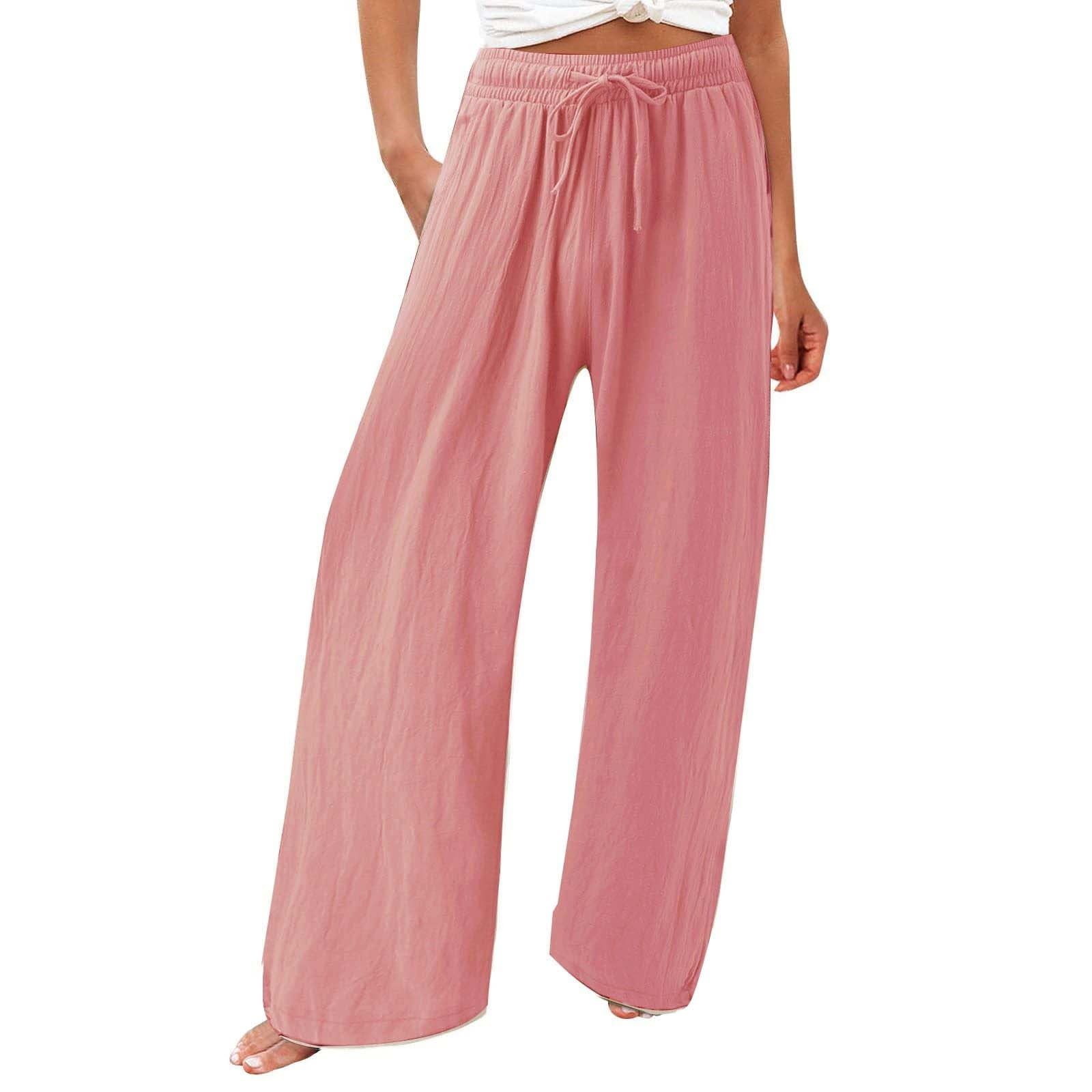 BODOAO Long Trousers for Women Cotton Linen Straight Leg Travel Pants ...