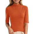 BODOAO Mock Neck Tops for Women Soft Elbow Length Knit Cute Shirts ...