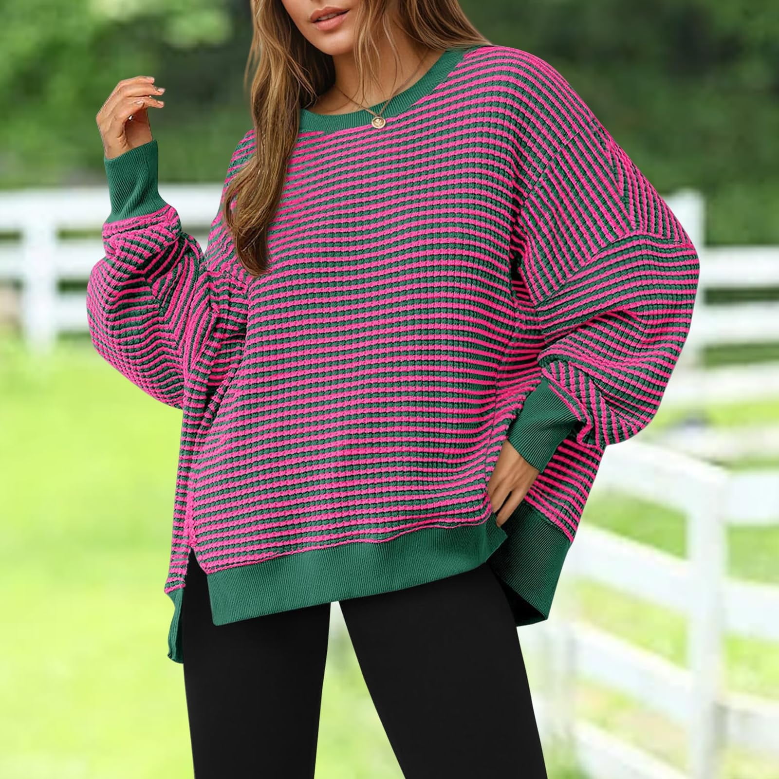 BODOAO Oversized Crewneck Sweatshirt for Women Dropped Shoulders ...