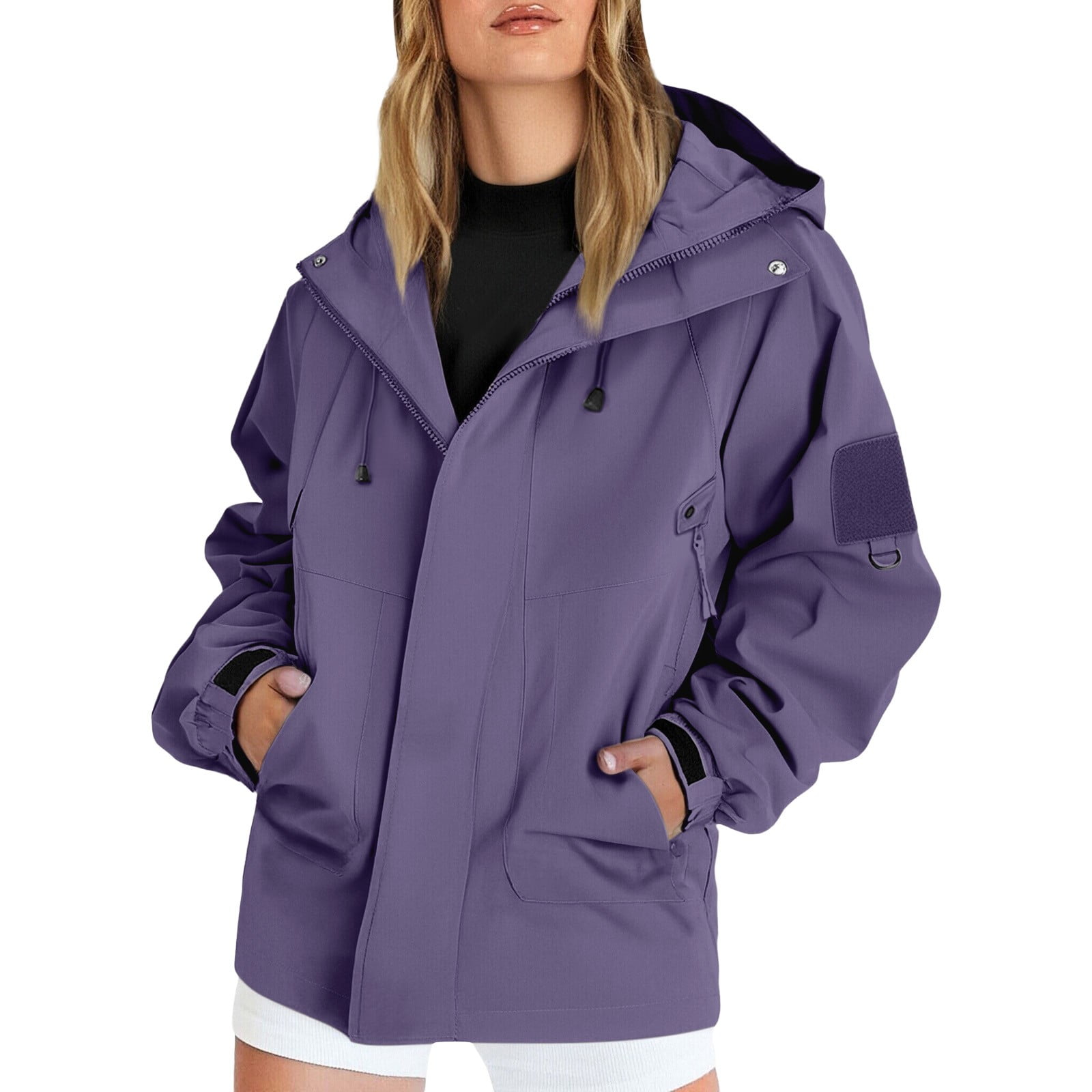 BODOAO Rain Jackets for Women Travel Plus Size Jacket with Hood ...