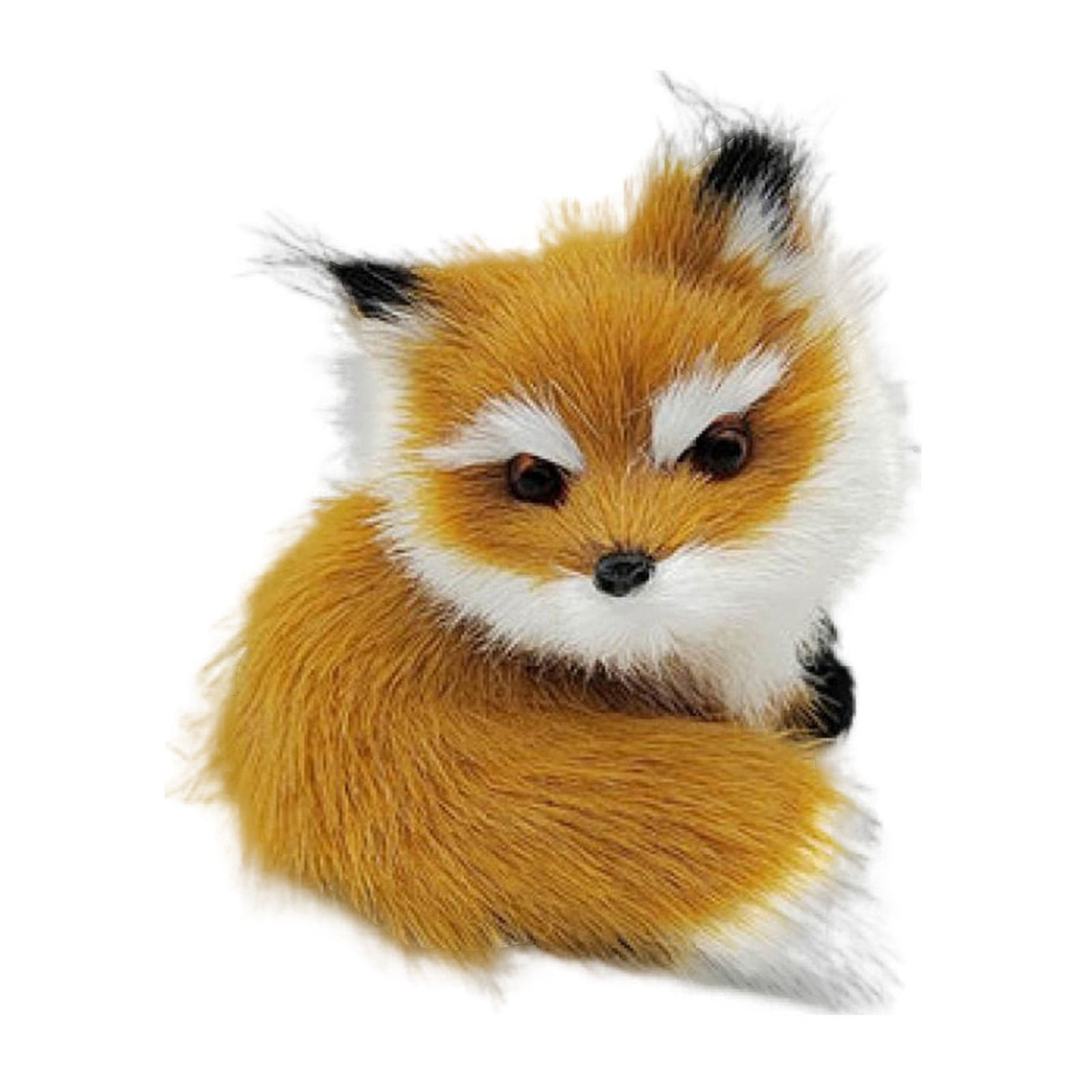 BODOAO Simulation Brown Fox Toy Furs Squatting Fox Model Home ...