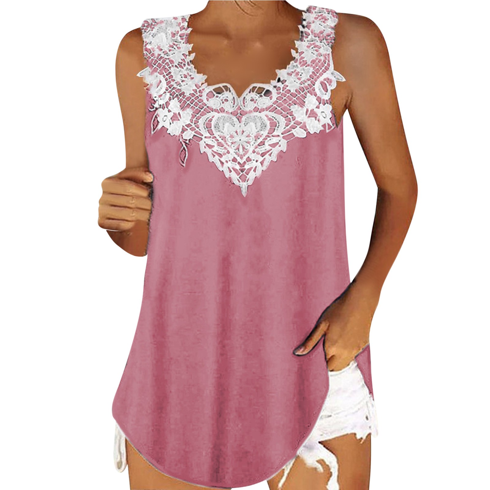 BODOAO Summer Tank Tops for Women Plus Size Sleeveless Scoop Neck Loose ...