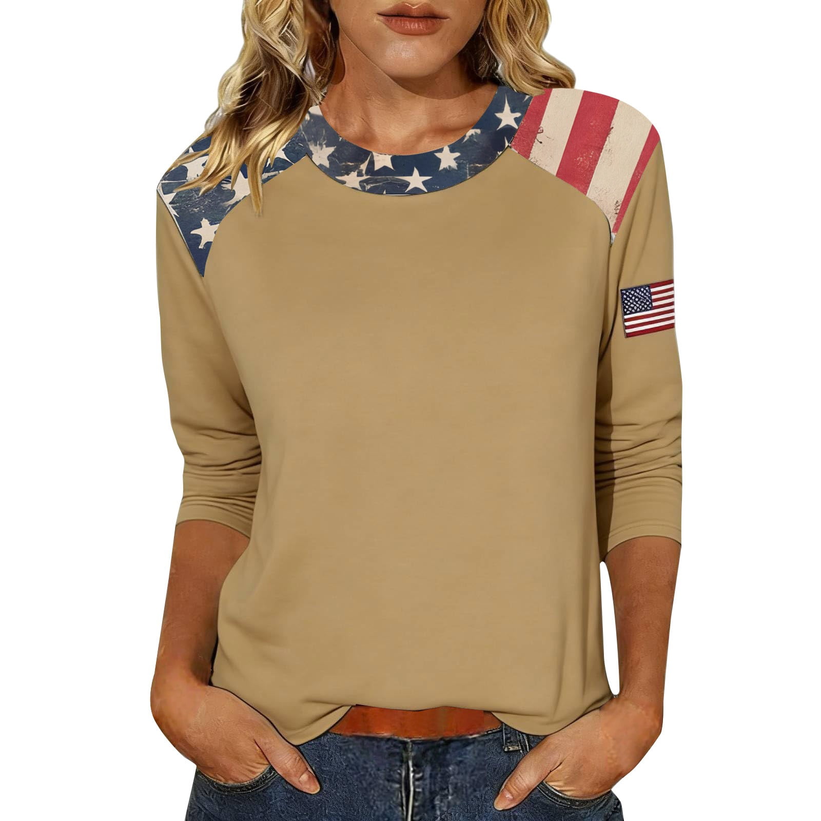 BODOAO USA Flag Print Shirt for Women Flowy Gradient Flag Lightweight ...