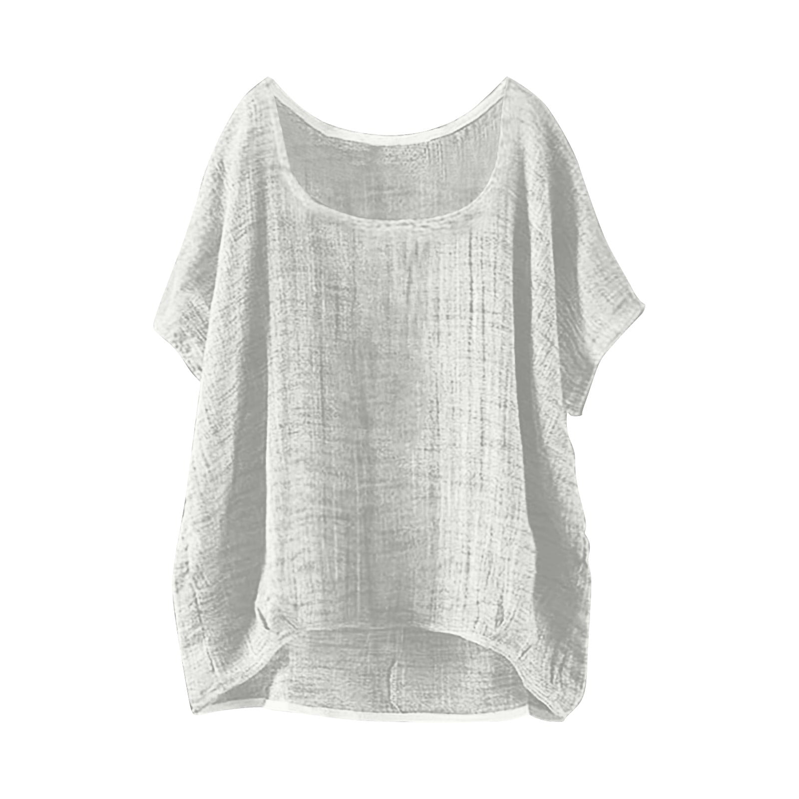 BODOAO Women Elbow Sleeve Cotton Linen Blouses Loose Fit Blouses Gauze ...