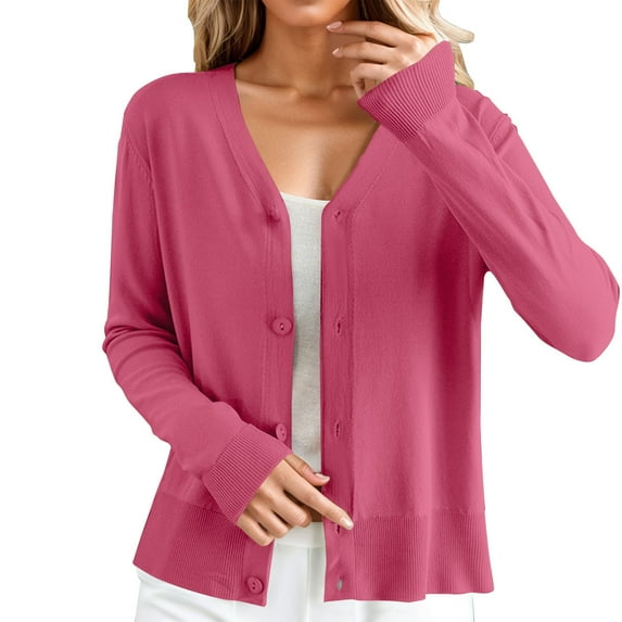 BODOAO Women's Button Down V Neck Long Sleeve Soft Knit Cardigan ...