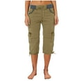 BODOAO Women's Capri Cargo Pants Casual Elastic High Waist Cropped ...
