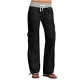 BODOAO Women's Cargo Pants Low Rise Straight Leg Sweatpants Color Block ...