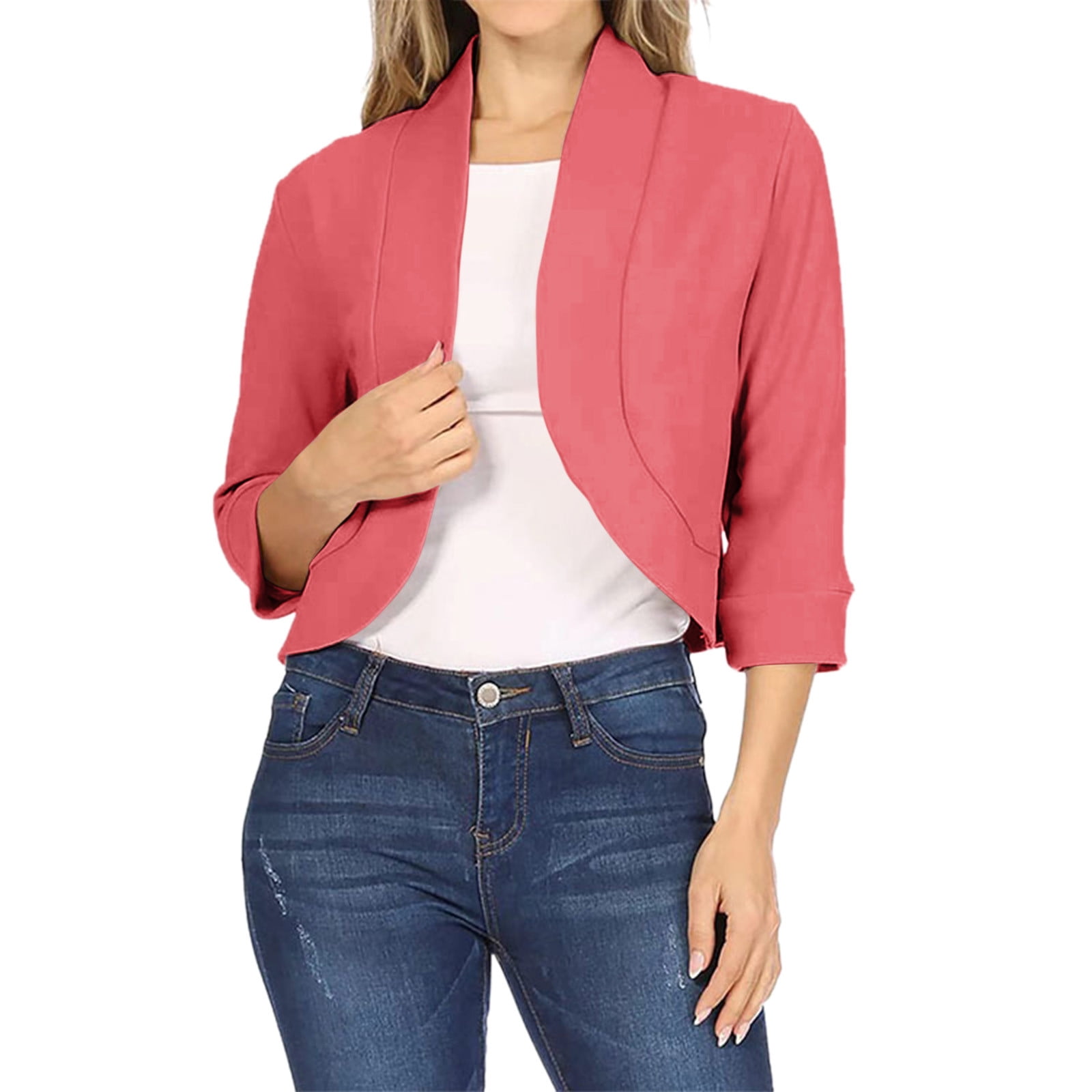 BODOAO Women's Casual 3/4 Sleeve Bolero Open Front Cardigan Jacket Work ...