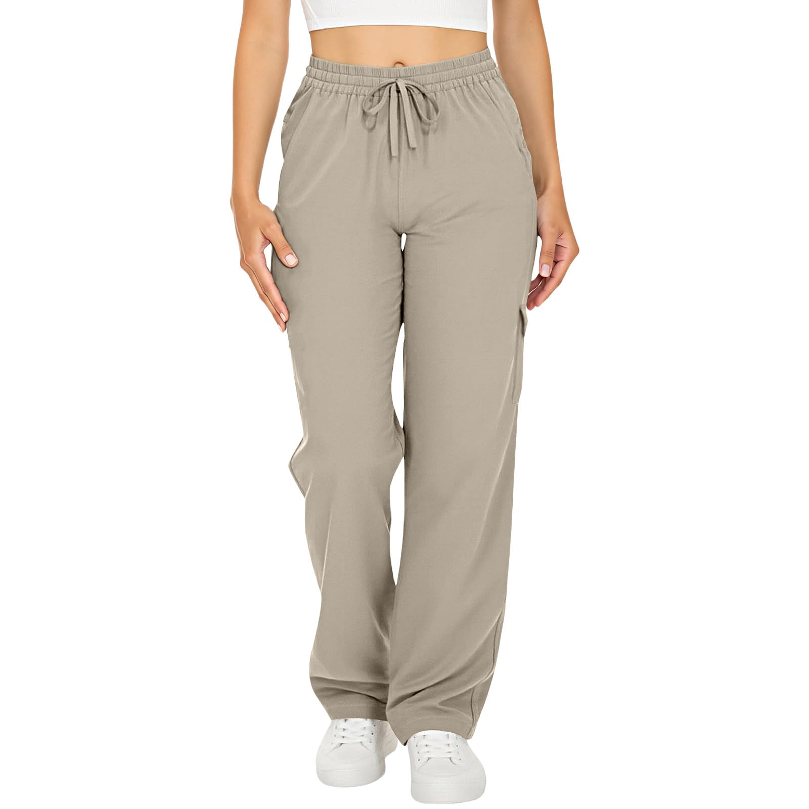 BODOAO Women's Casual Joggers Cargo Pants High Waisted Sweatpants Loose ...