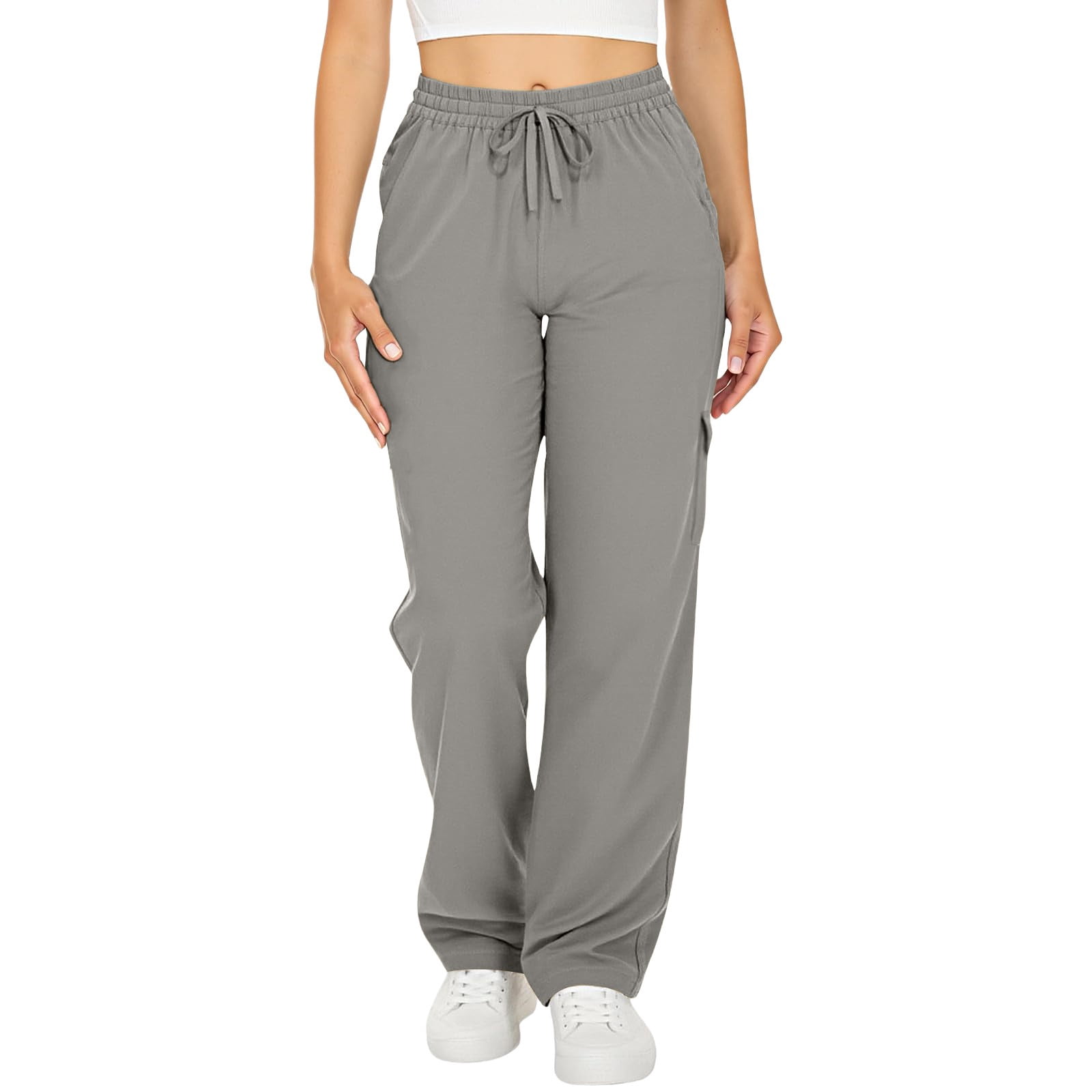 BODOAO Women's Casual Joggers Cargo Pants High Waisted Sweatpants Loose ...