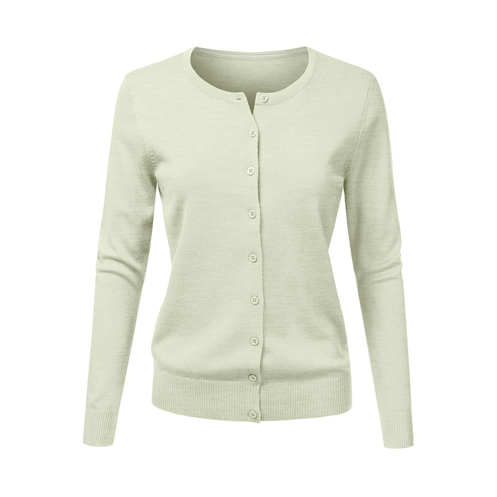 BODOAO Women's Crew Neck Button Down Long Sleeve Soft Knit Cardigan ...