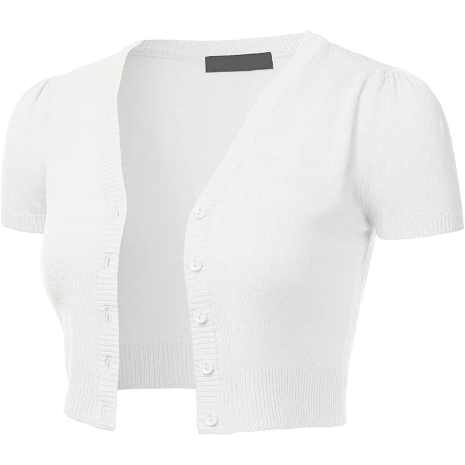 BODOAO Women's Cropped Bolero Cardigan Short Sleeve V-Neck Basic ...