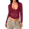 BODOAO Women's Eyelet Tops Summer Crop Elegant Sheer Mesh Blouses Long ...