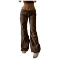 BODOAO Women's Low Rise Cargo Pants Baggy Flare Parachute Pants Y2K ...
