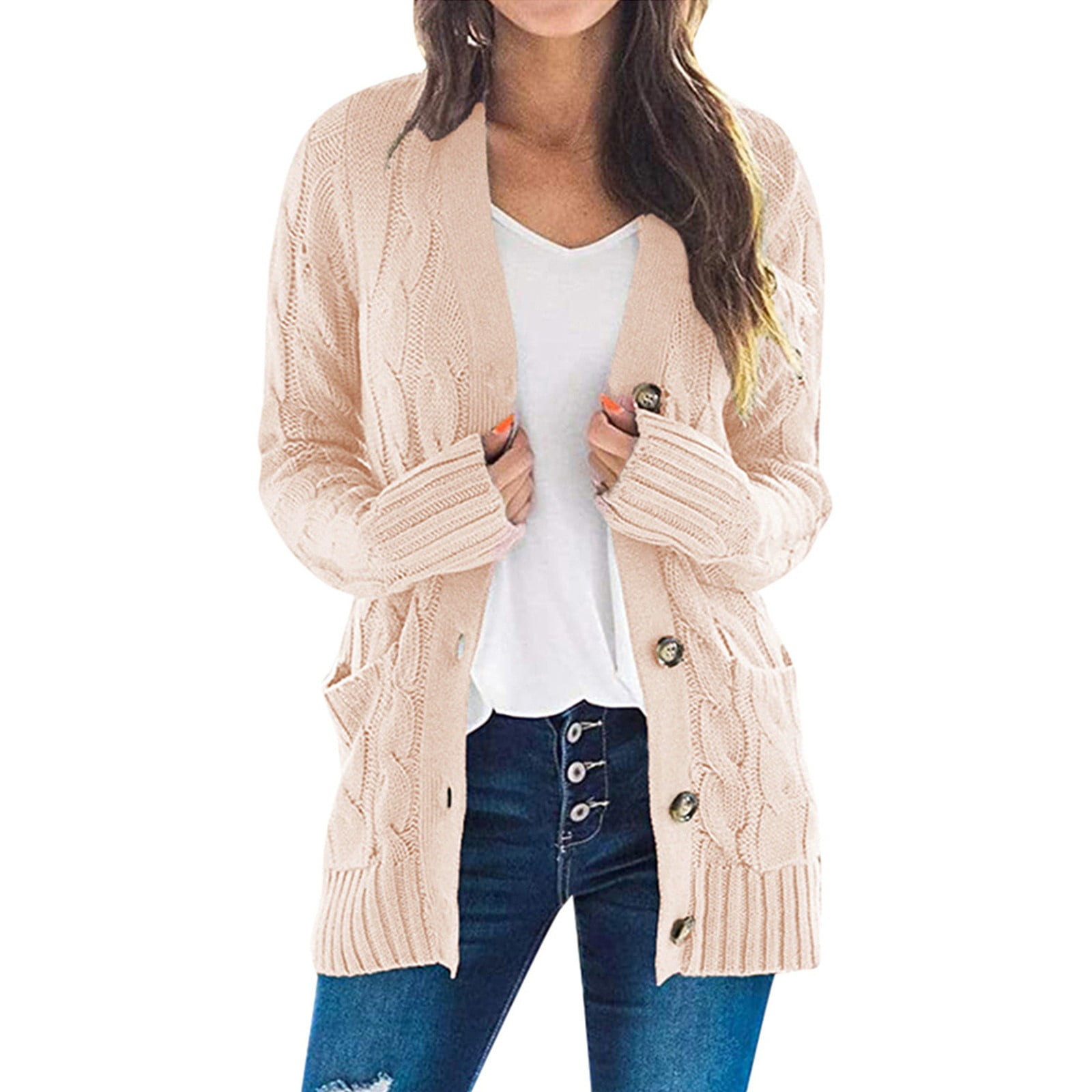BODOAO Women's Open Front Lightweight Cardigan Long Sleeve Button Down ...