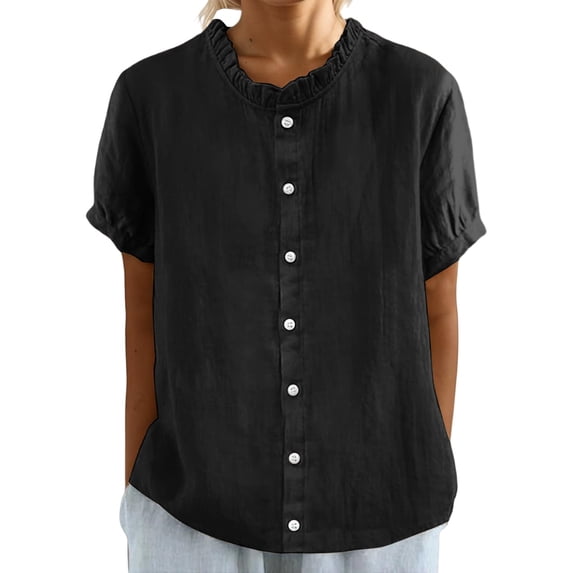 BODOAO Women's Short Sleeve Button Down Shirts 2026 Trendy Casual ...