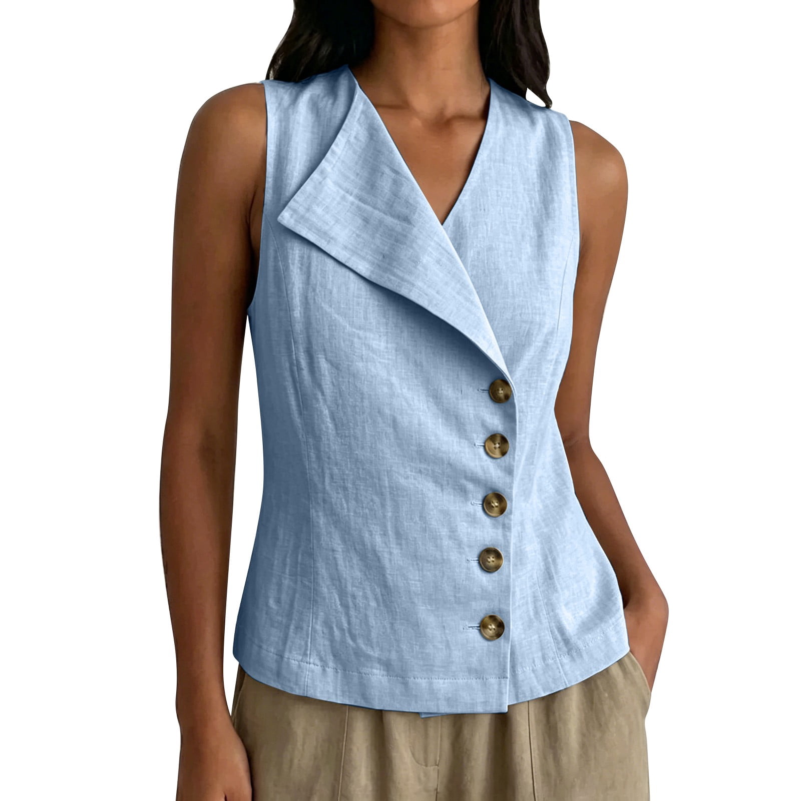 BODOAO Women's Sleeveless Button Down Vest Top 2026 Trendy Casual V ...