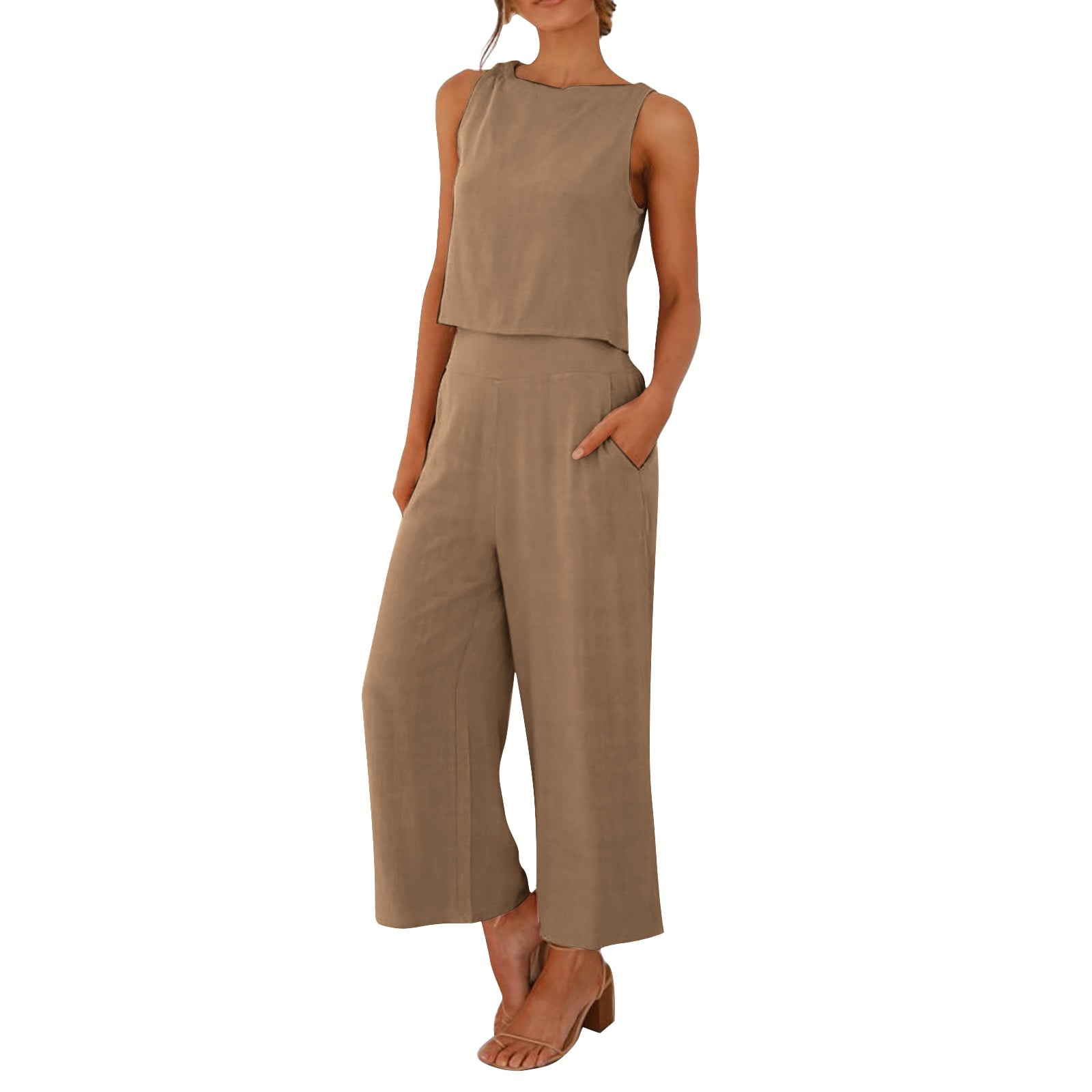 BODOAO Women's Summer Sets,Soft Sleeveless Crop Top,Lightweight Capri ...