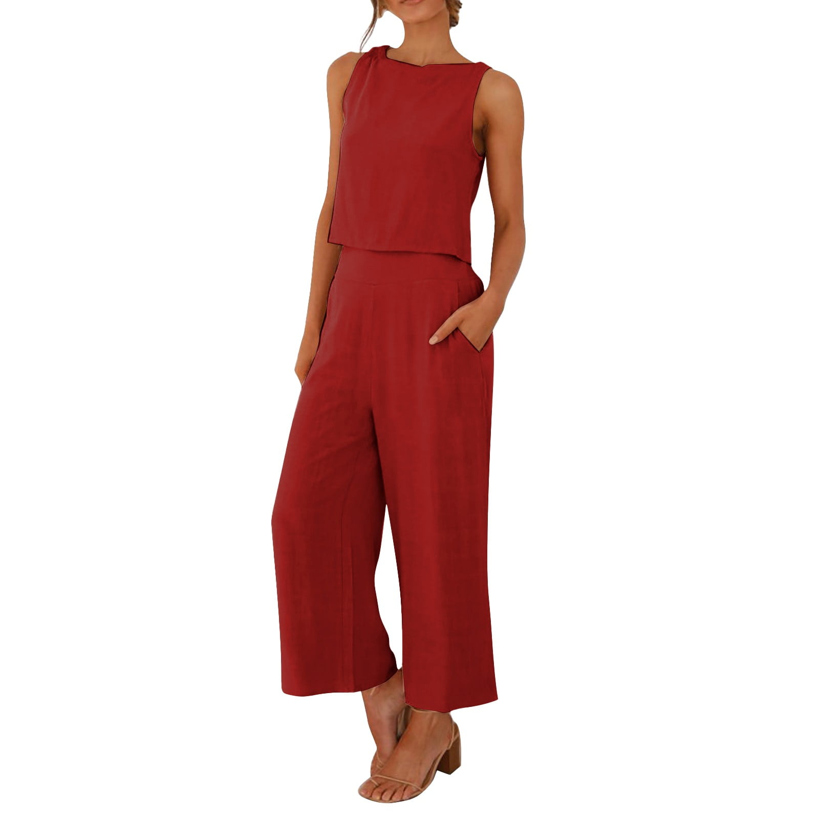 BODOAO Women's Summer Sets,Soft Sleeveless Crop Top,Lightweight Capri ...