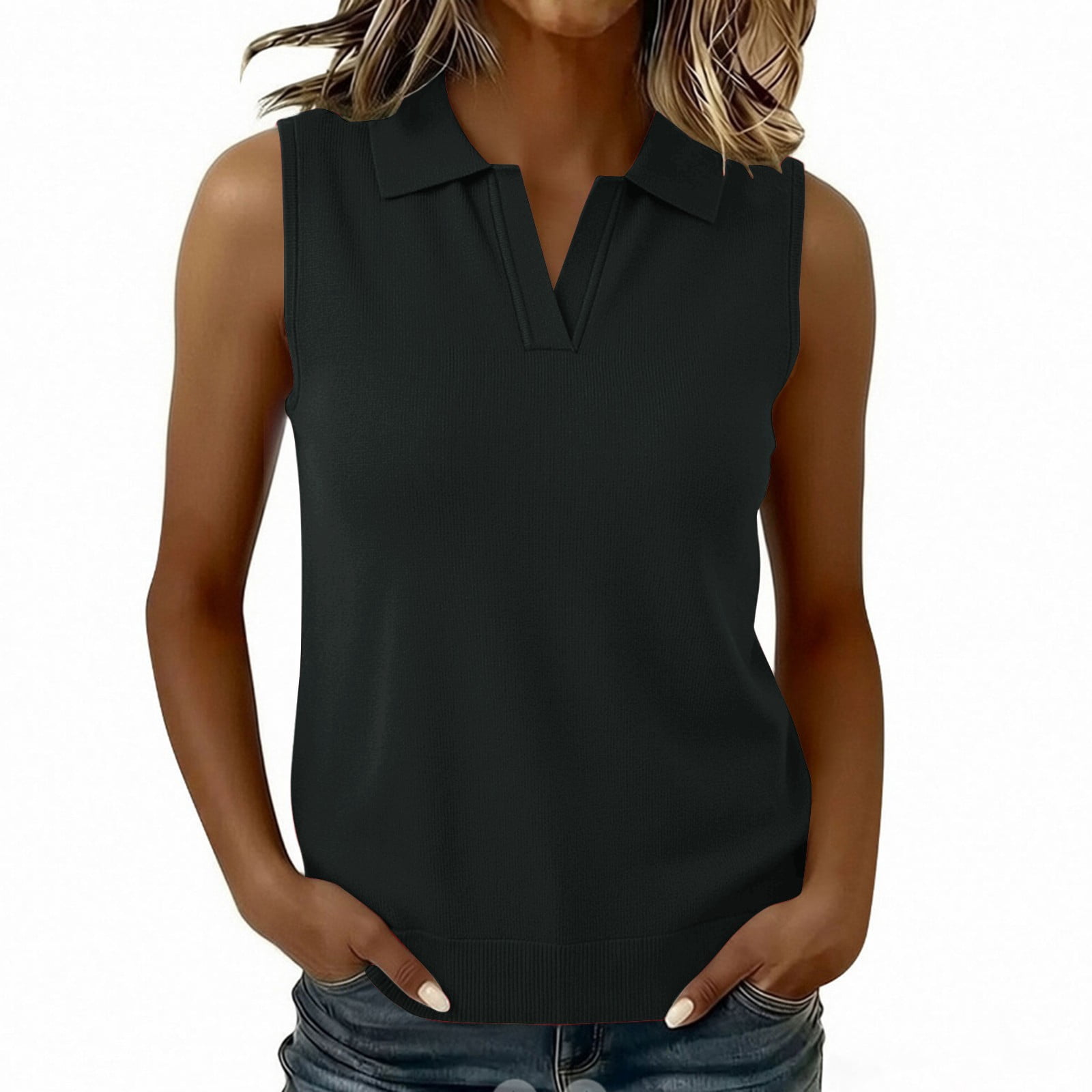 BODOAO Women's Summer Tank Top, Sleeveless Polo Sweater Vest ...