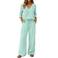 BODOAO Women's Two Piece Lounge Set, V Neck Long Sleeve Top and ...
