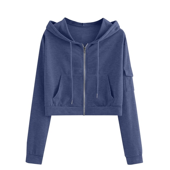 BODOAO Women's Zip Up Long Sleeve Workout Tops, Casual Drawstring ...