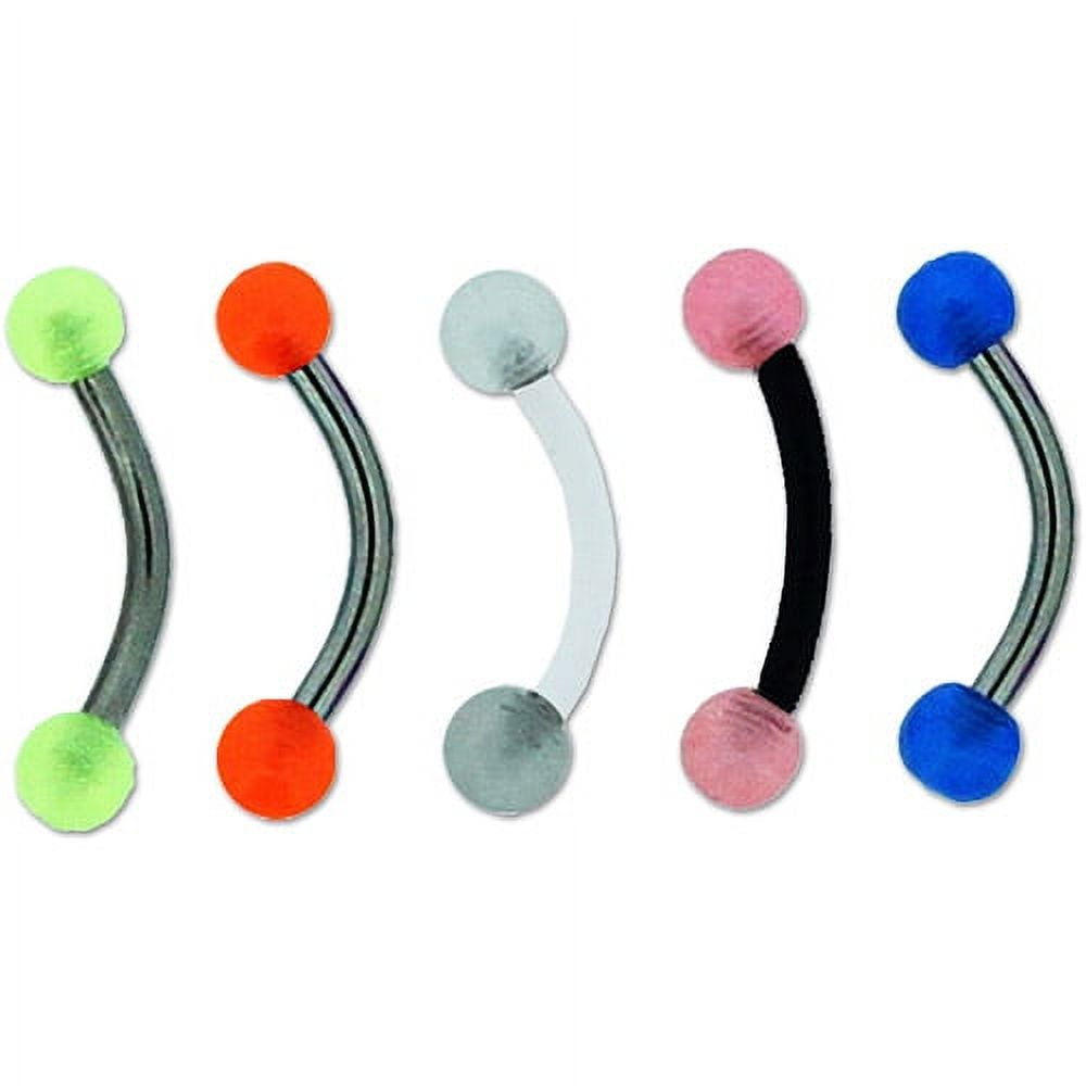 BODY JEWELRY 316L Stainless Steel Glow-in-the-Dark 5-Piece Eyebrow Set ...