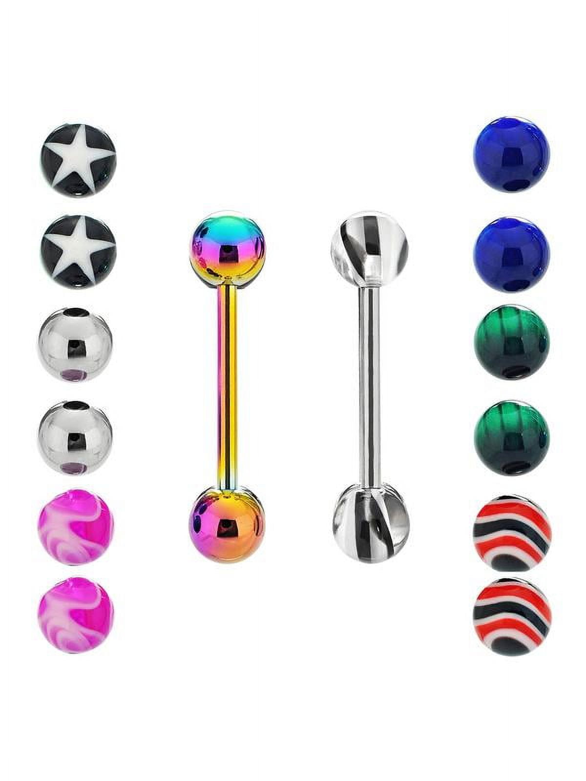 BODY JEWELRY 316L Surgical Steel 16 Beads 2 Barbells Value Set ...