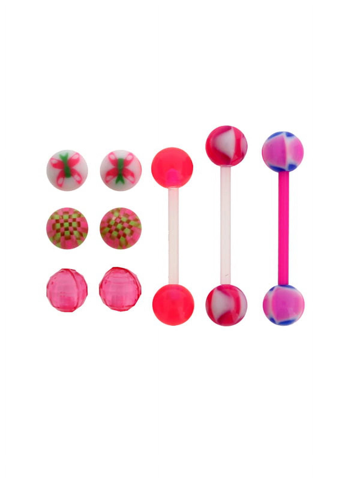 BODY JEWELRY Bioflex 3 pc Barbells with 12 Beads Set - Walmart.com