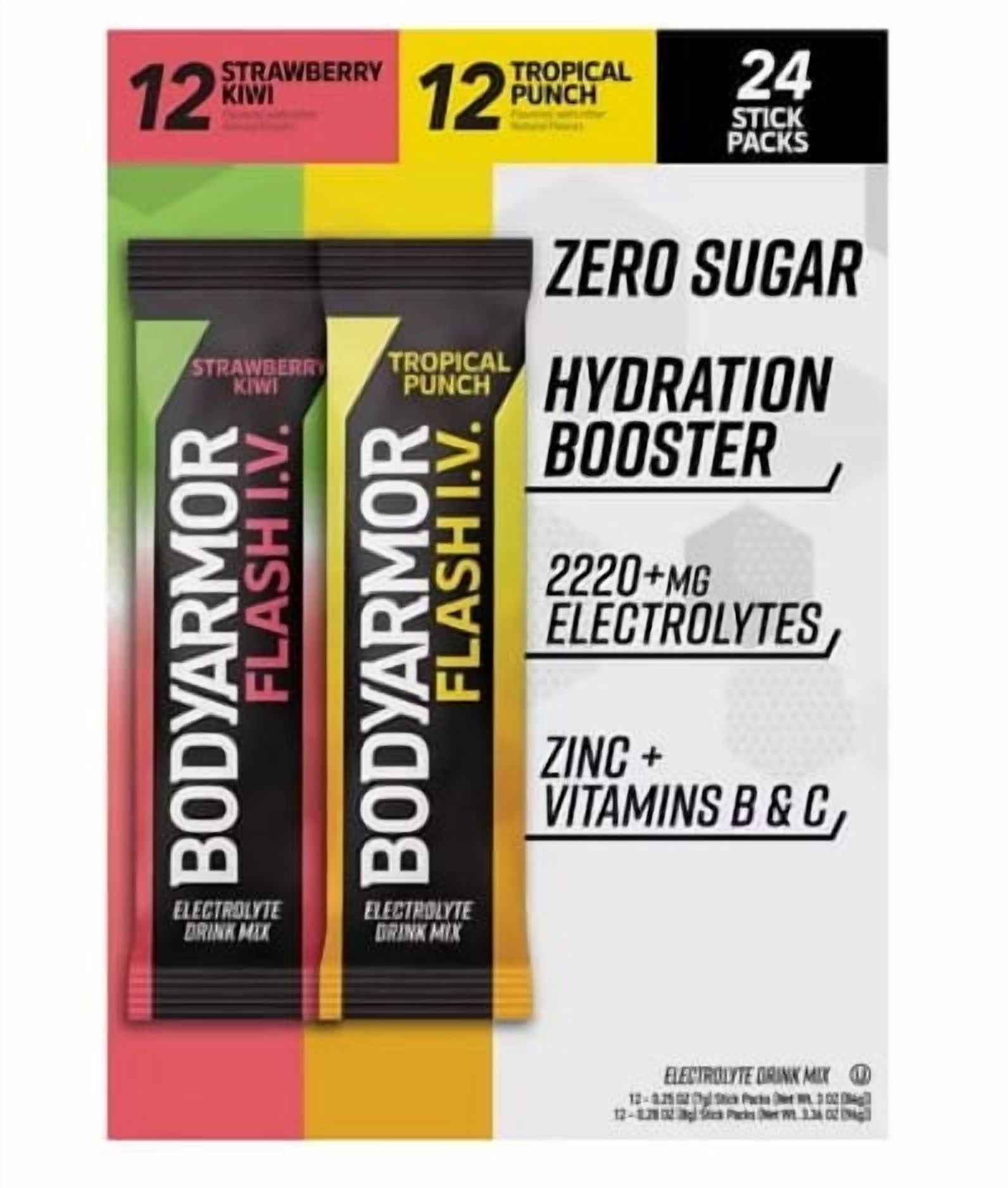 BODYARMOR Flash I.V. Electrolyte Powder Sticks, Variety Pack, 24 Sticks ...