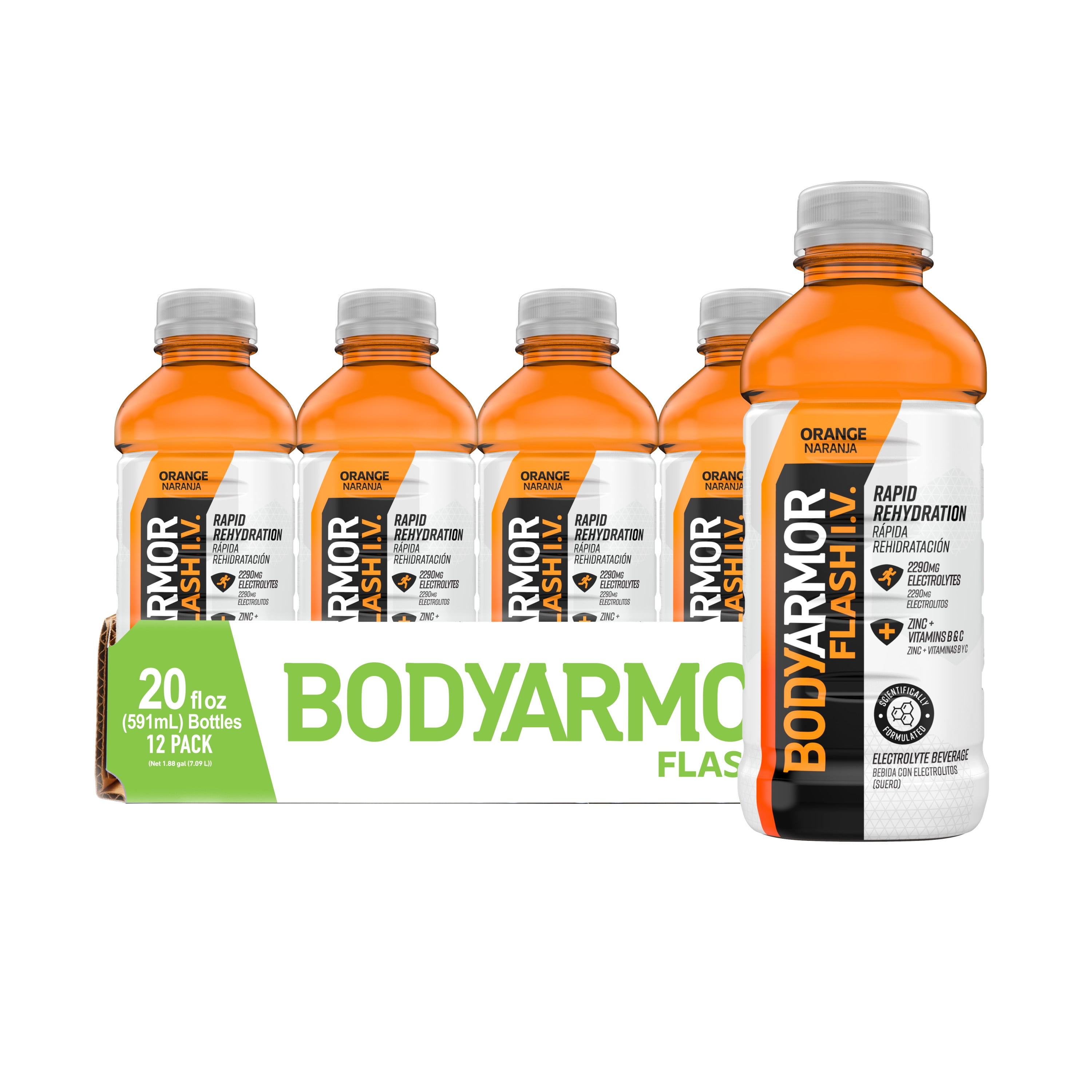 Bodyarmor Flash Iv Rapid Rehydration Electrolyte Beverage Orange 20oz 12pk