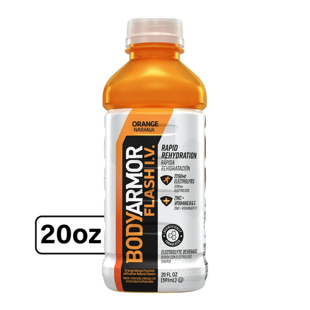 BODYARMOR Flash I.V. Rapid Rehydration Electrolyte Beverage, Orange ...