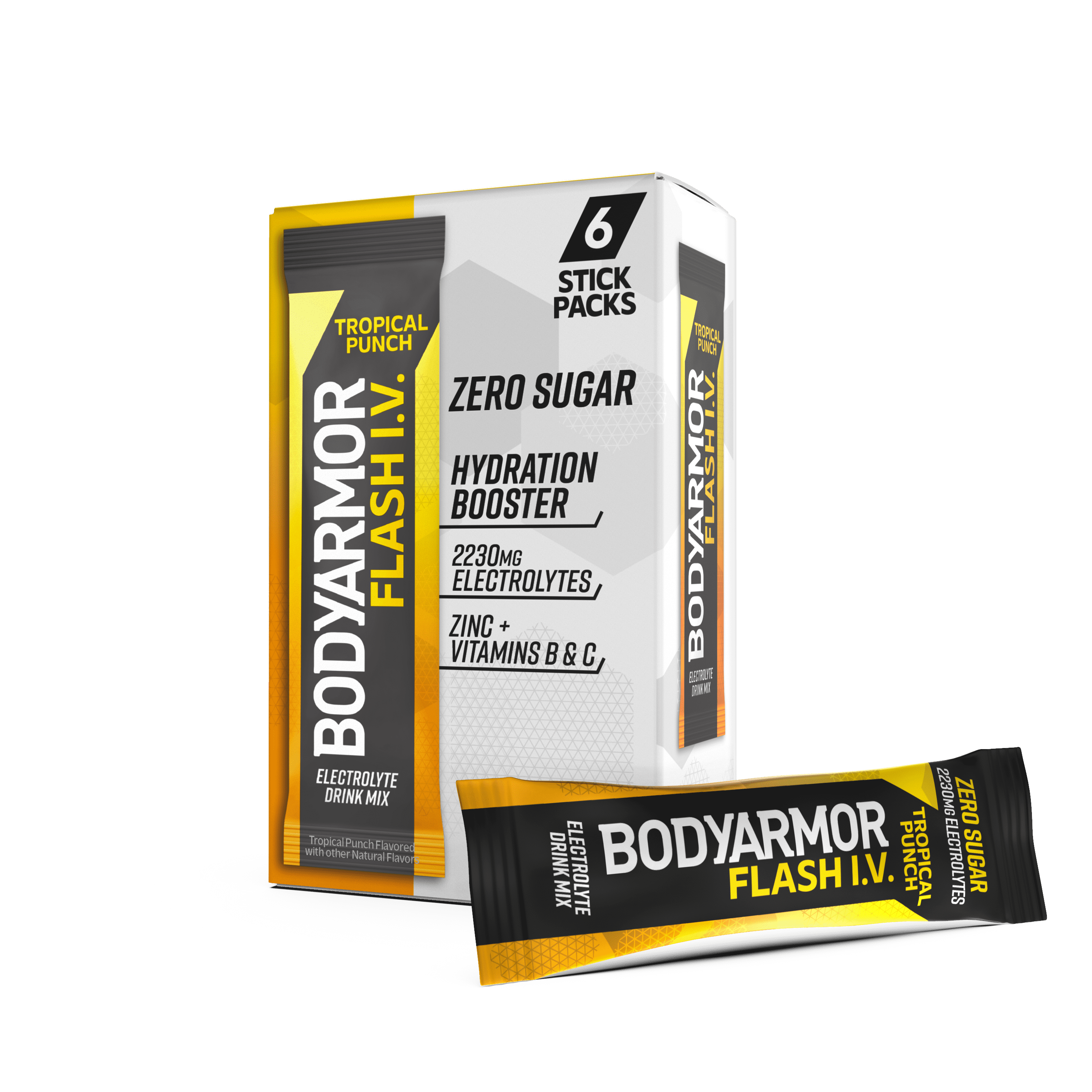 BODYARMOR Flash I.V. Rapid Rehydration Electrolyte Powder Sticks, Zero ...