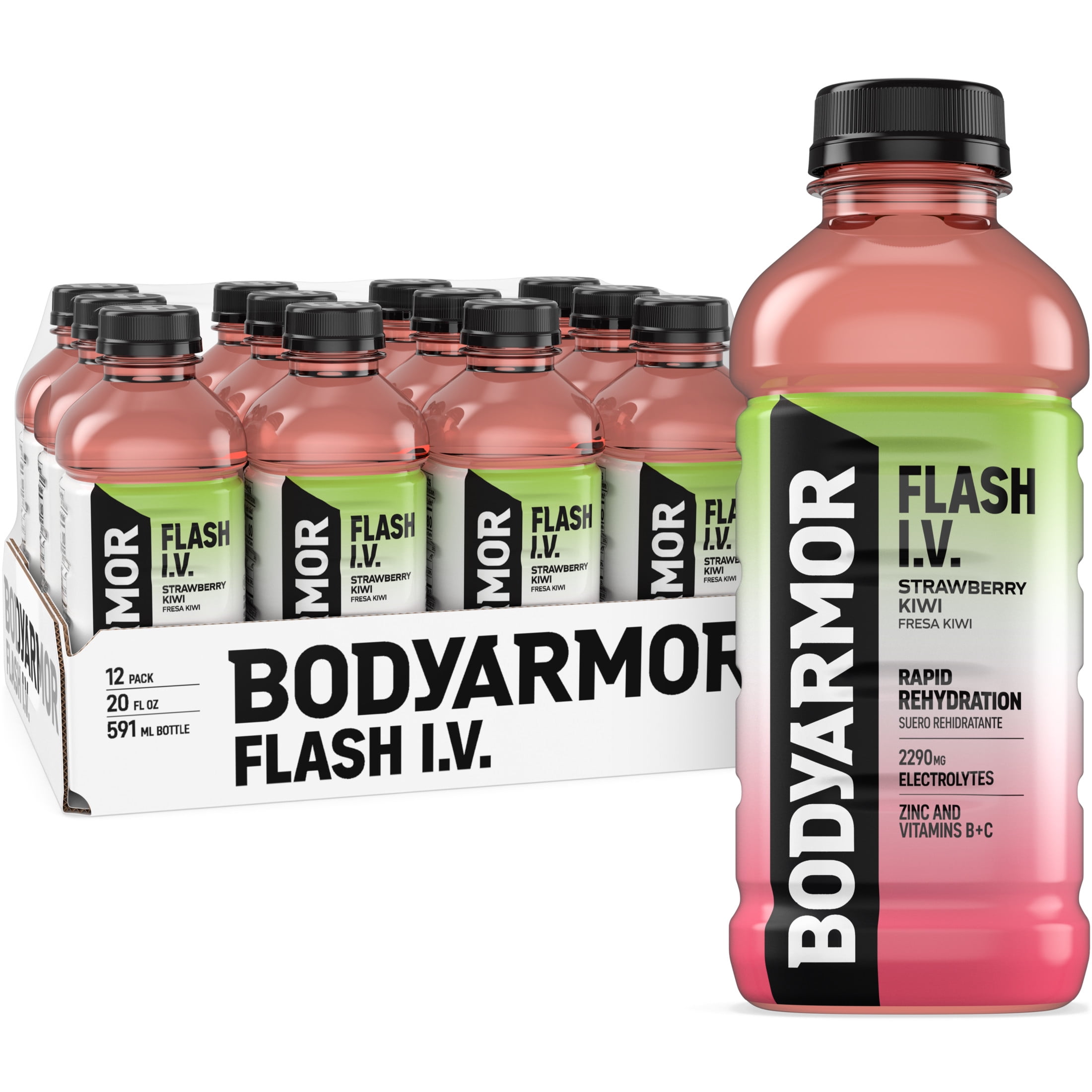 BODYARMOR Flash I.V. Strawberry Kiwi Electrolyte Sports Drink, 20 fl oz ...