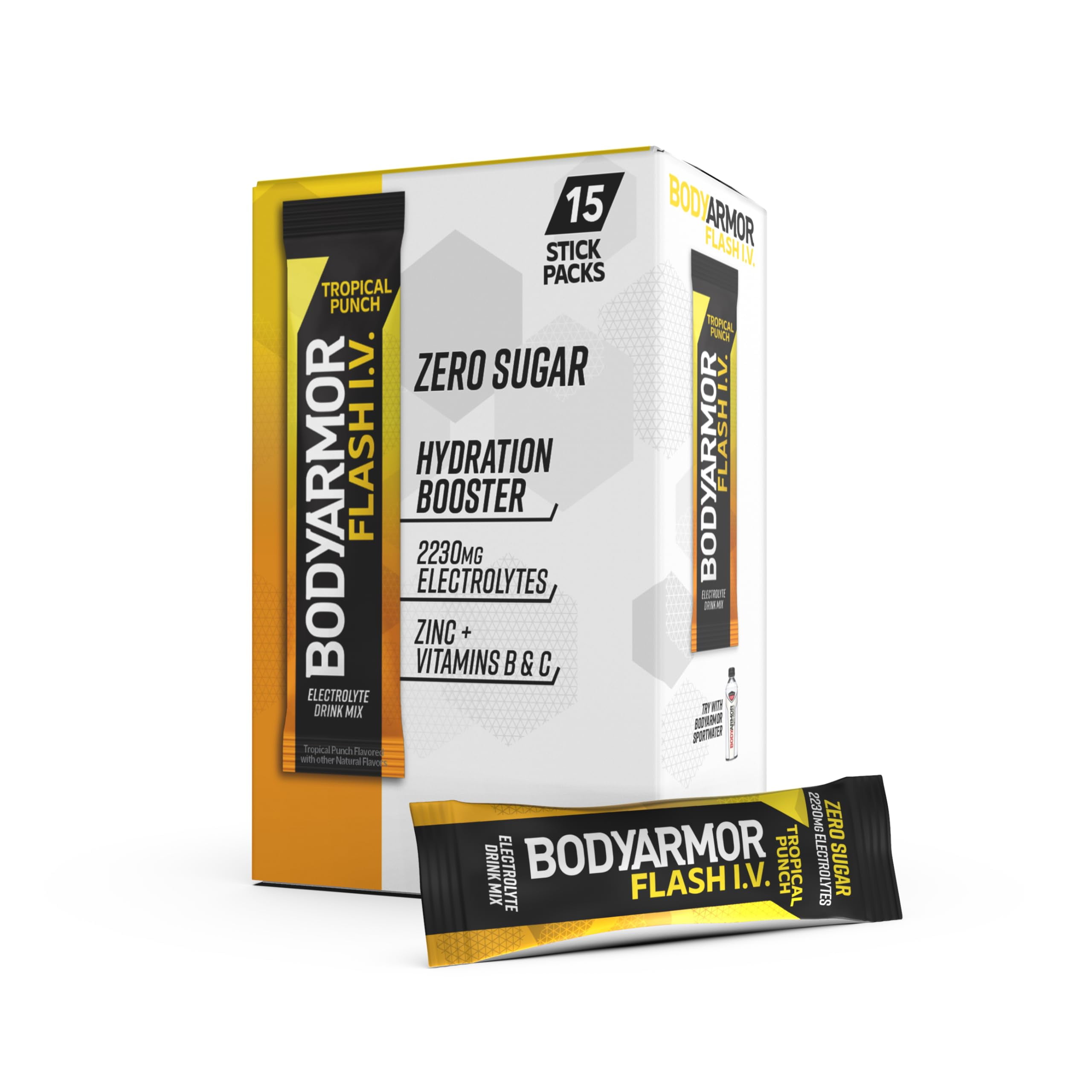 BODYARMOR Flash IV Electrolyte Packets, Tropical Punch - Zero Sugar ...
