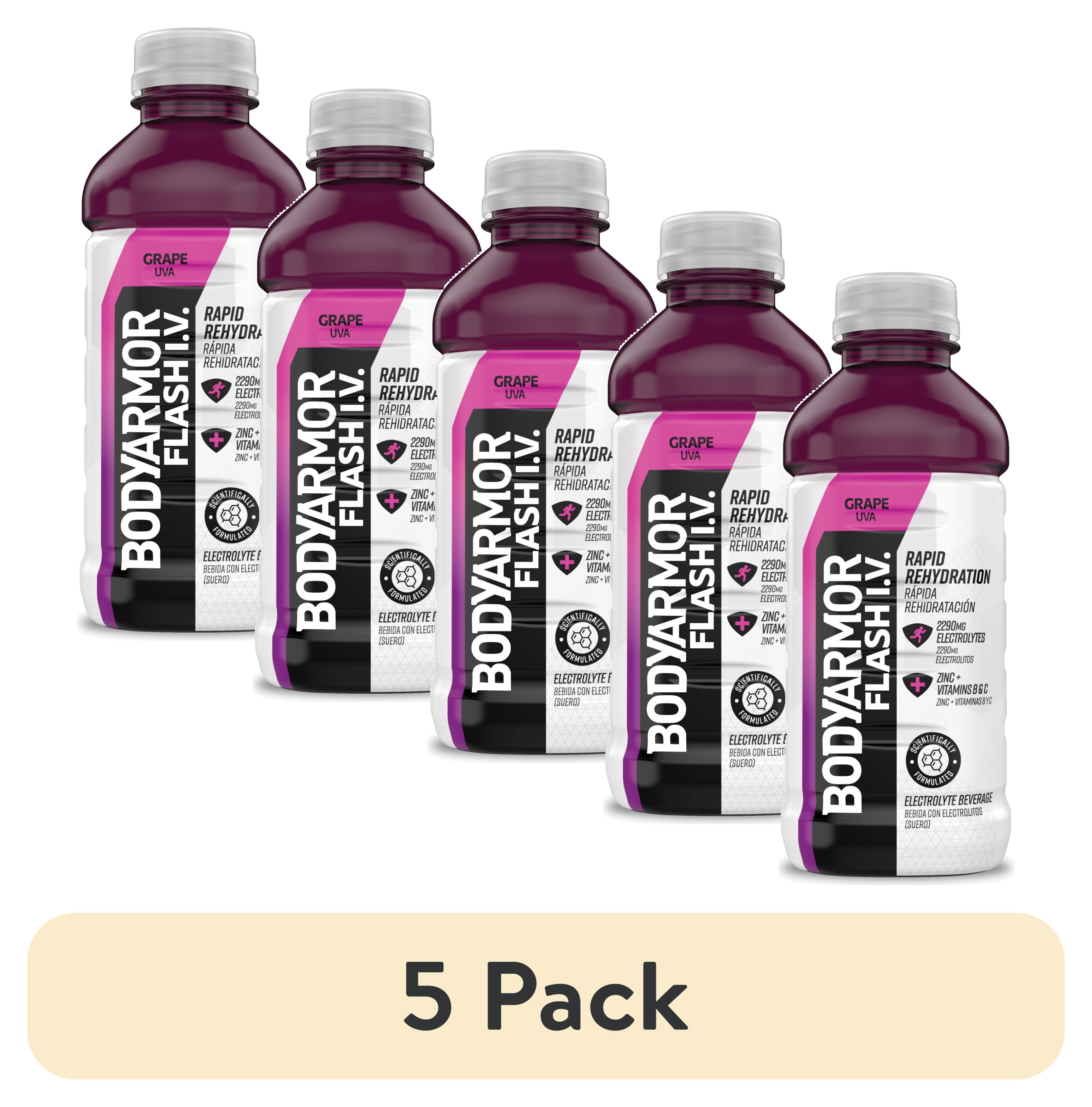 (5 pack) BODYARMOR Flash I.V. Grape Electrolyte Sports Drink, 20 fl oz ...