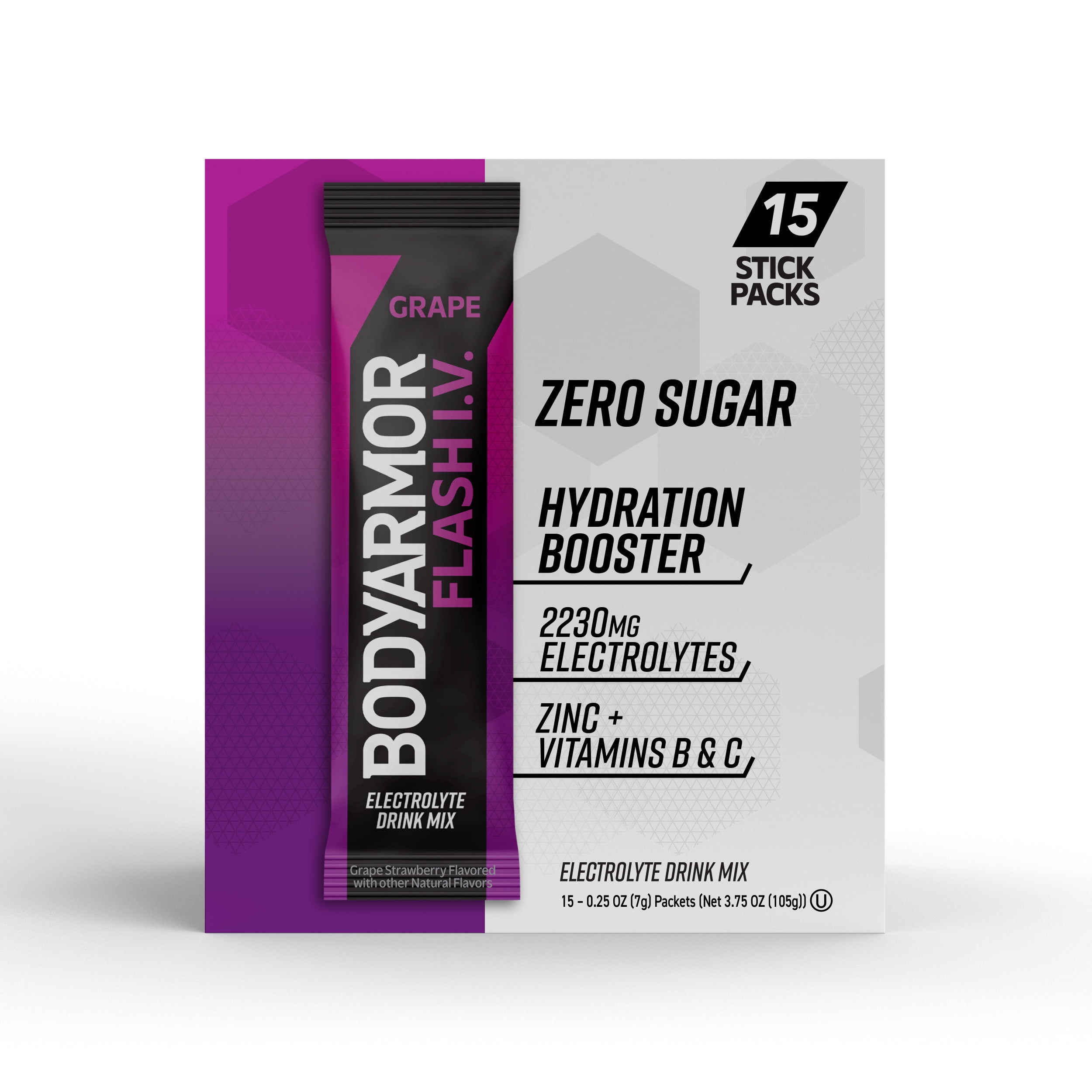 BODYARMOR Flash IV Rapid Rehydration Electrolyte Powder Mix, Grape ...