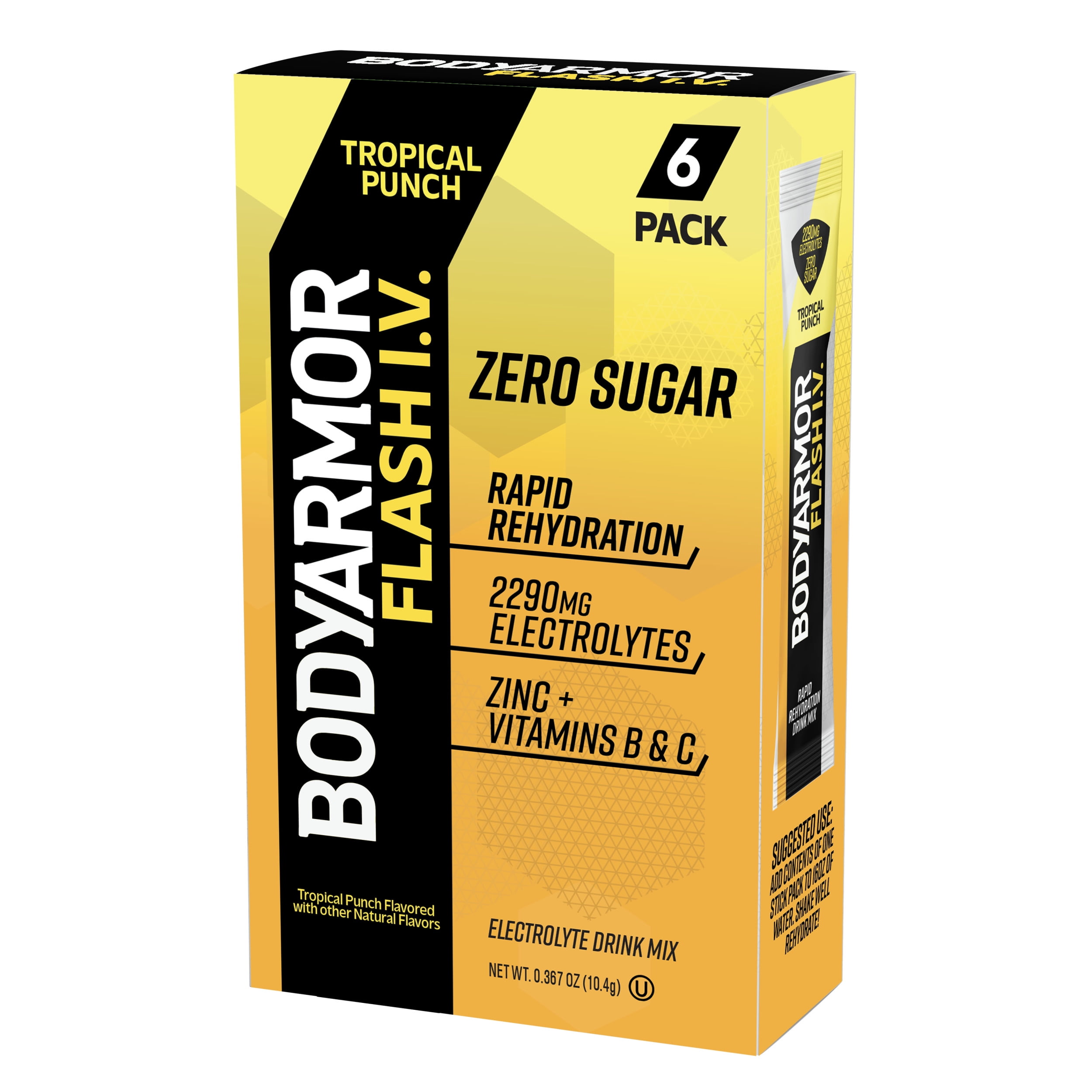 BODYARMOR Flash IV Rapid Rehydration Electrolyte Powder Mix, Tropical ...