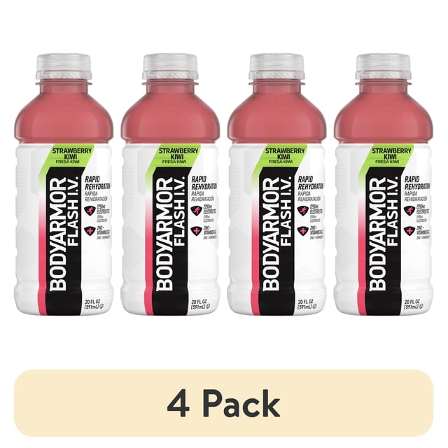 (4 pack) BODYARMOR Flash IV Strawberry Kiwi Electrolyte Drink, 20 fl oz ...