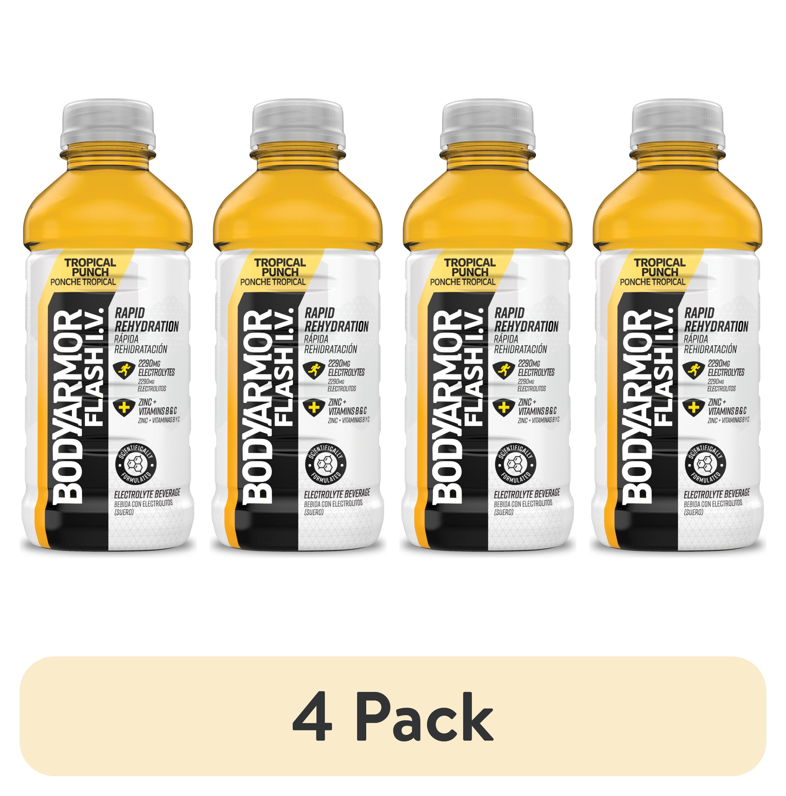 (4 pack) BODYARMOR Flash IV Tropical Punch Sports Electrolyte Hydration ...