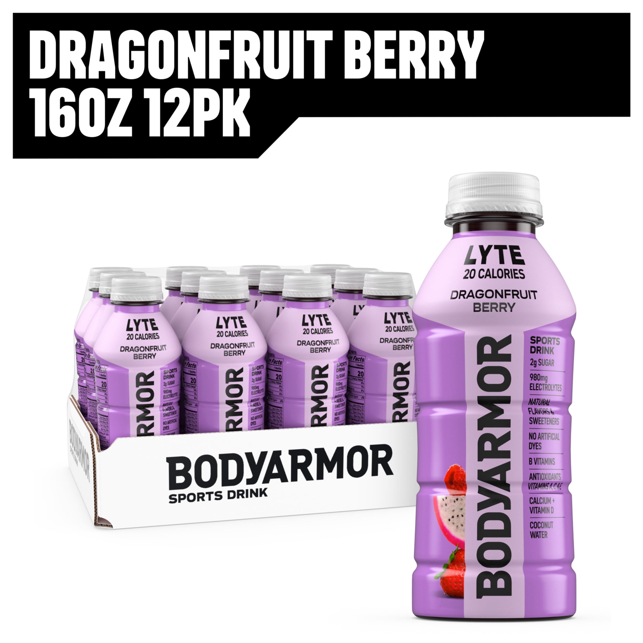 BODYARMOR Lyte Dragonfruit Berry Electrolyte Sports Drink, 16 fl oz, 12 ...