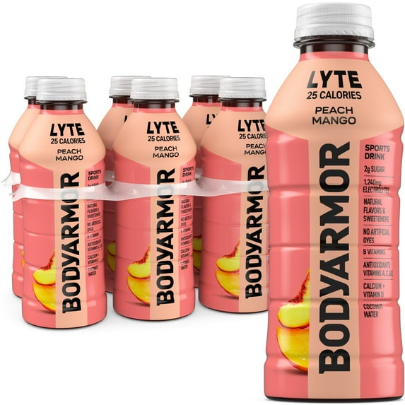 BODYARMOR Lyte Peach Mango Electrolyte Sports Drink 20 fl oz 6 Pack ...