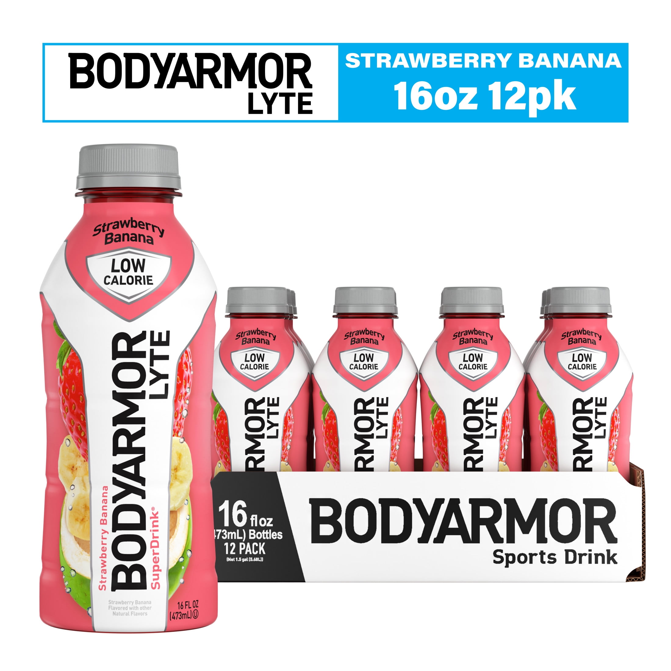 BODYARMOR Lyte Strawberry Banana Electrolyte Sports Drink, 16 fl oz, 12 ...
