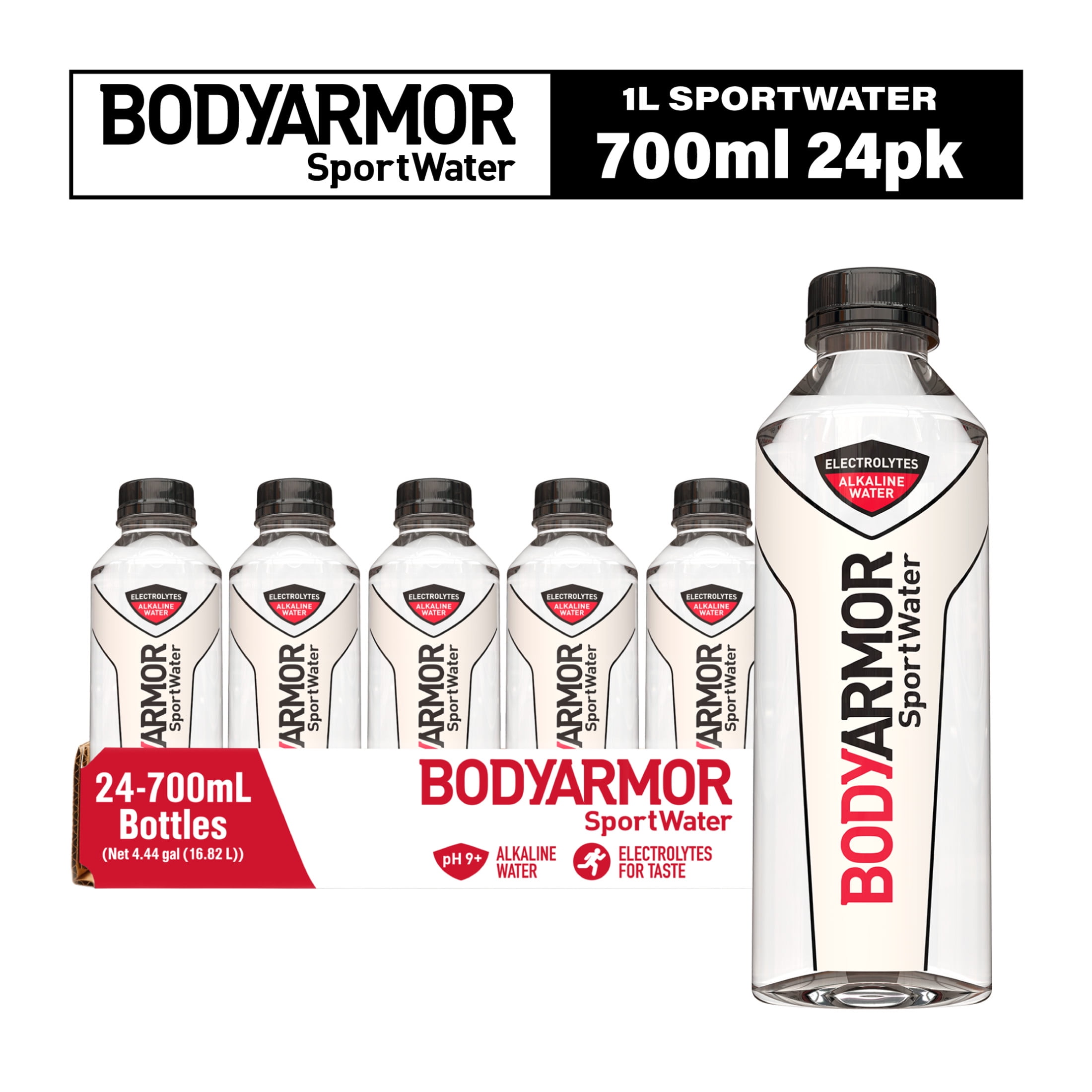 BODYARMOR Alkaline SportWater, Electrolyte Drink, 700mL Bottle, 24 ...