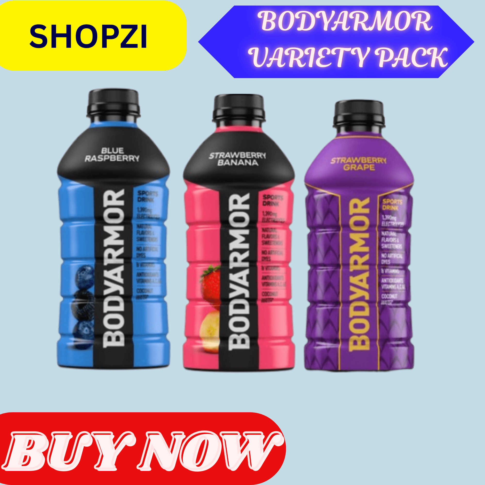 BODYARMOR Sports Drink Variety Pack, 12 Count (20 fl oz Bottles, Blue ...