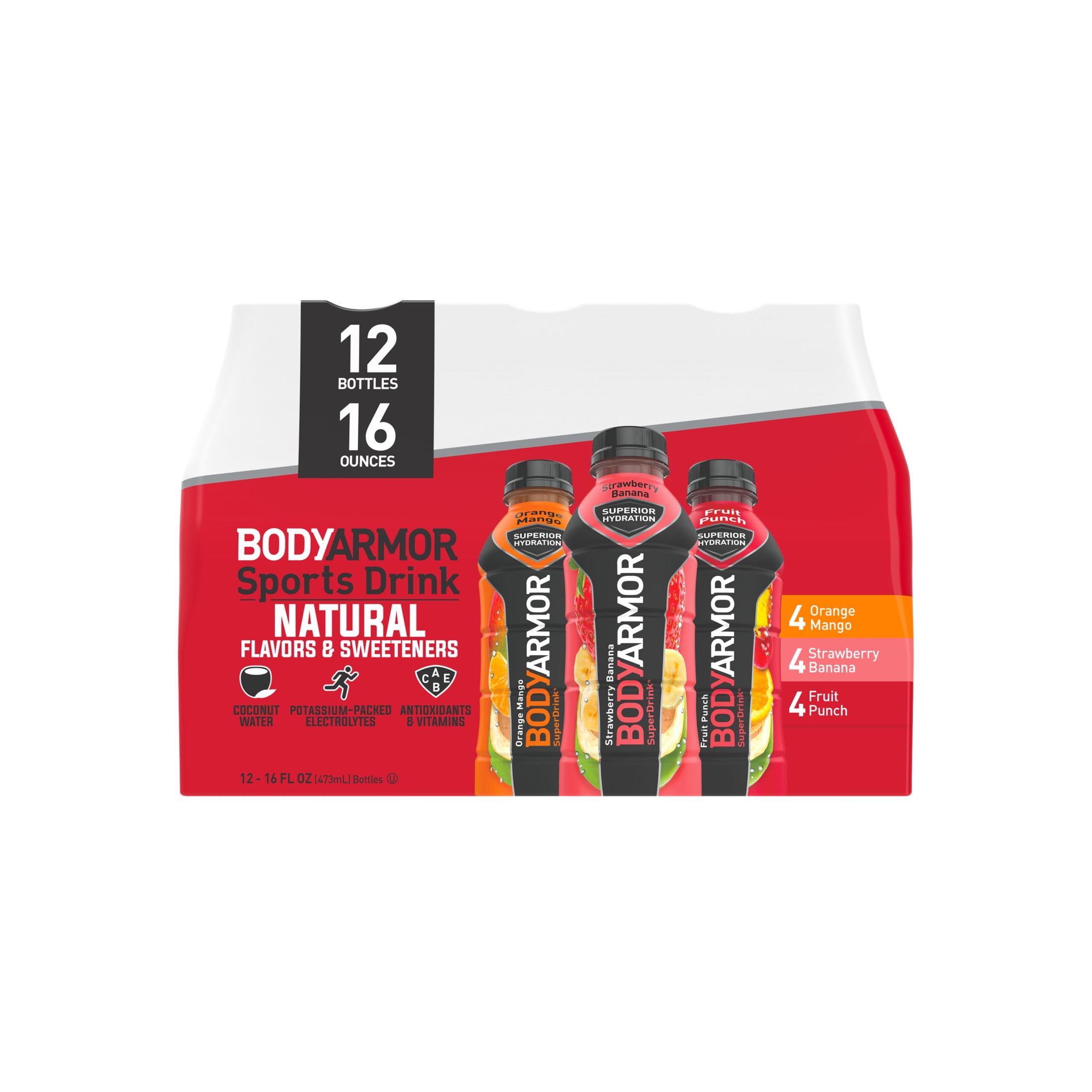 BODYARMOR SuperDrink Variety Pack Sports Drinks, 16 fl oz Bottles, 12 ...