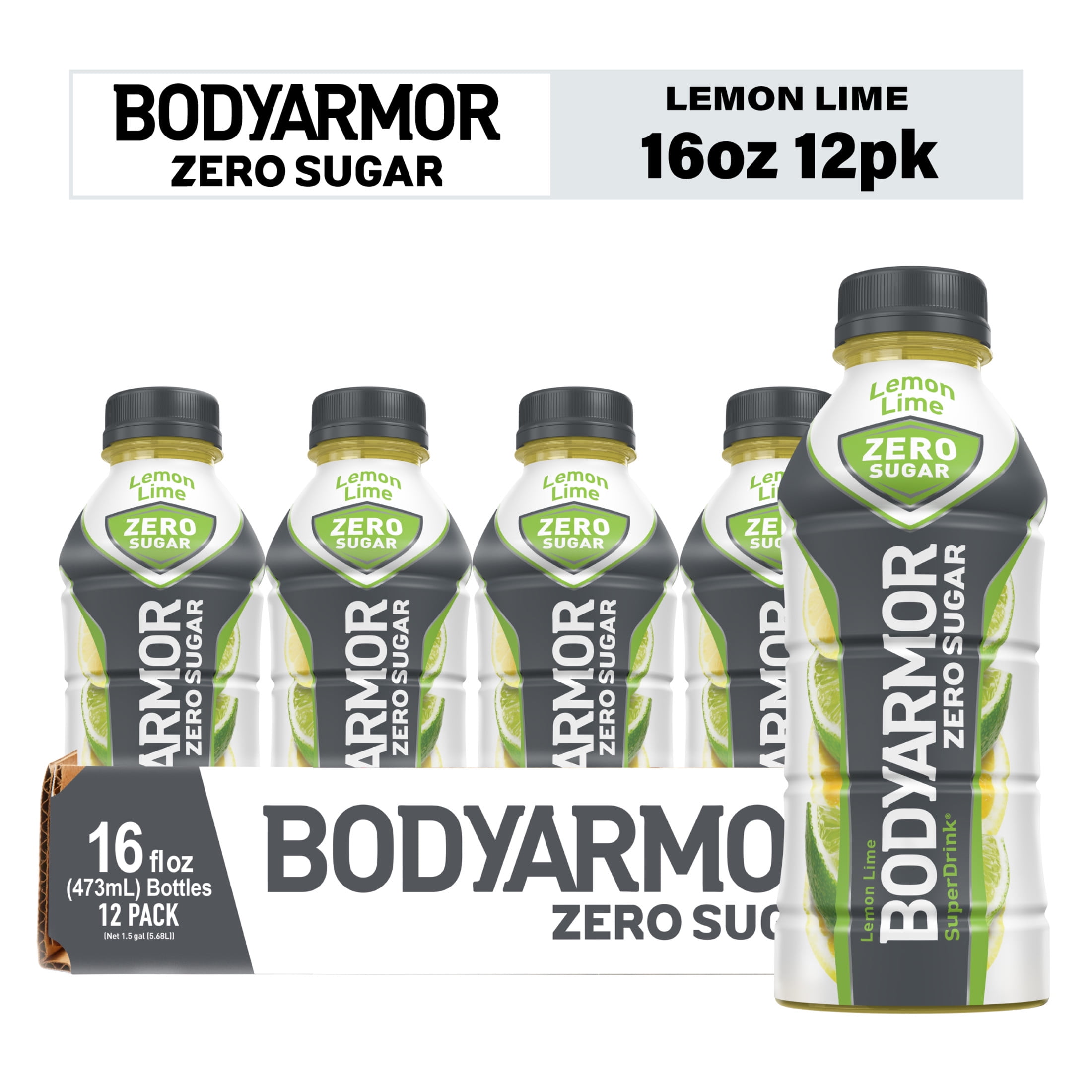 BODYARMOR Zero Sugar Lemon Lime Bottles, 16 fl oz, 12 Pack - Walmart.com